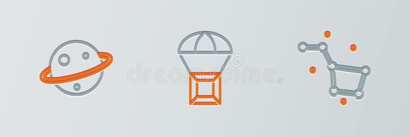 Set Line Great Bear Constellation, Planet Saturn and Box Flying ...