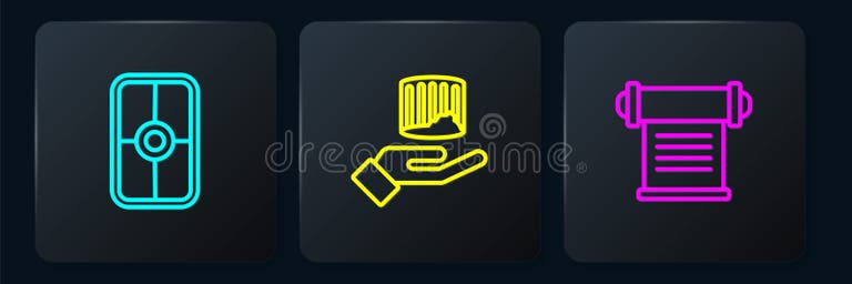 Set Line Greek Shield, Decree, Parchment, Scroll and Ancient Column ...