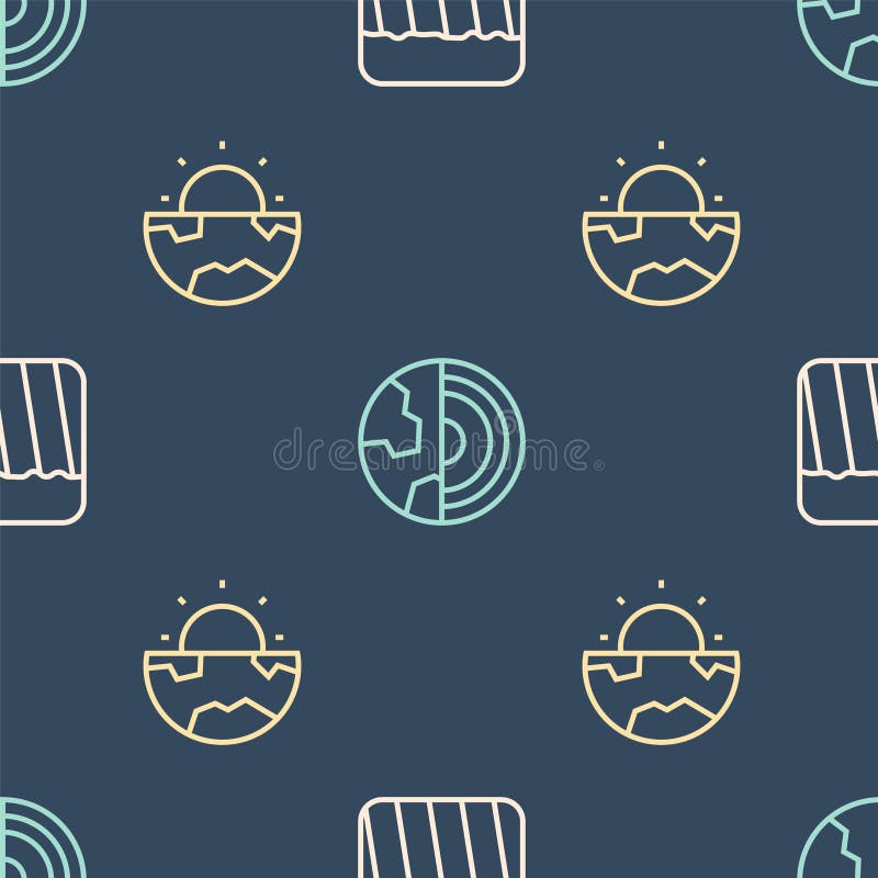 Set Line Ground, Earth Core Structure Crust and on Seamless Pattern ...