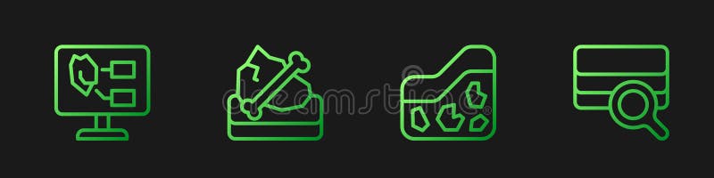 Set Line Ground, Soil Analysis, Archeology and . Gradient Color Icons ...