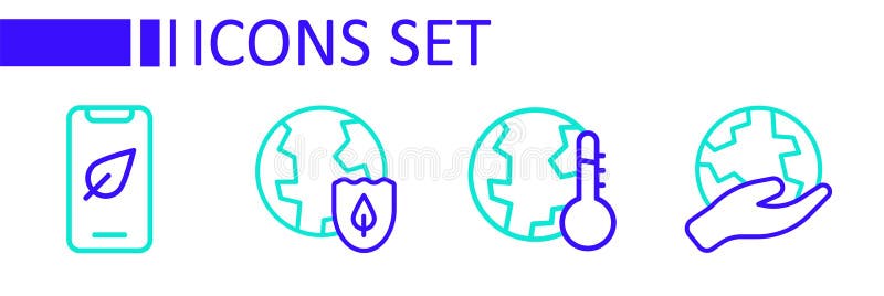 Set Line Hand Holding Earth Globe, Melting To Global Warming, with ...