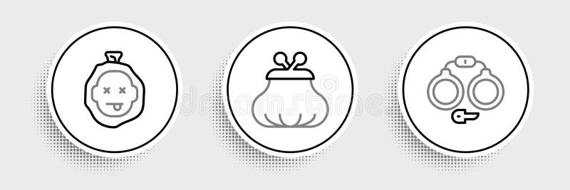 Set Line Handcuffs, Murder and Wallet Icon. Vector Stock Illustration ...