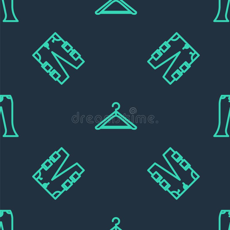 Set Line Hanger Wardrobe, Cargo Pants and Pants on Seamless Pattern ...