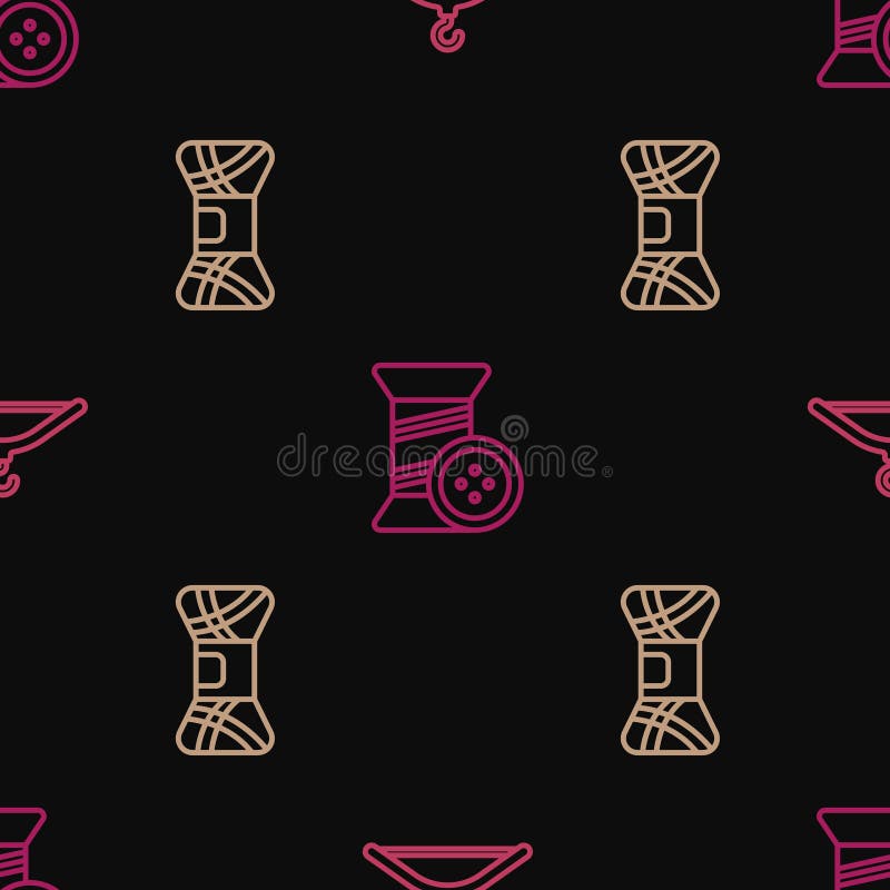 Set Line Hanger Wardrobe, Yarn and Sewing Thread and Button on Seamless ...