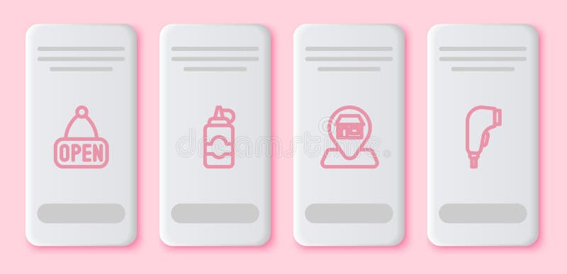 Set Line Hanging Sign with Open, Sauce Bottle, Location Market Store ...