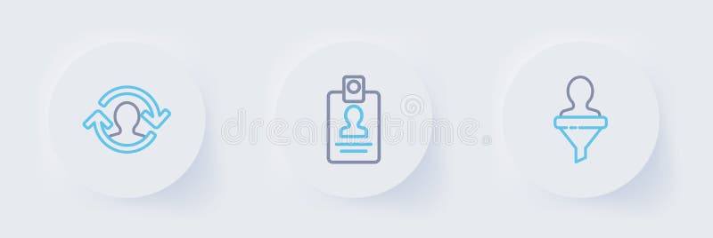 Set Line Head Hunting, Identification Badge and Human Resources Icon ...
