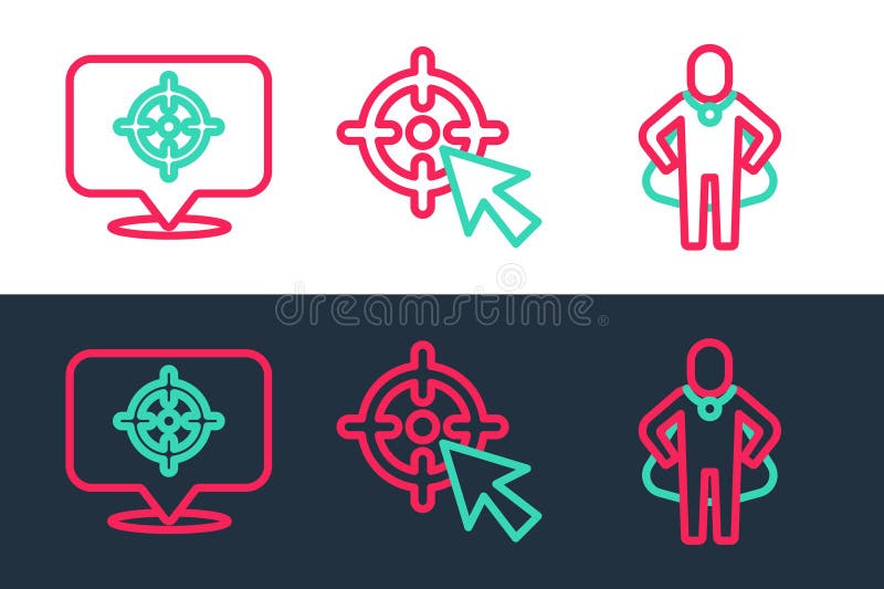 Set Line Head Hunting, Target and Icon. Vector Stock Illustration ...