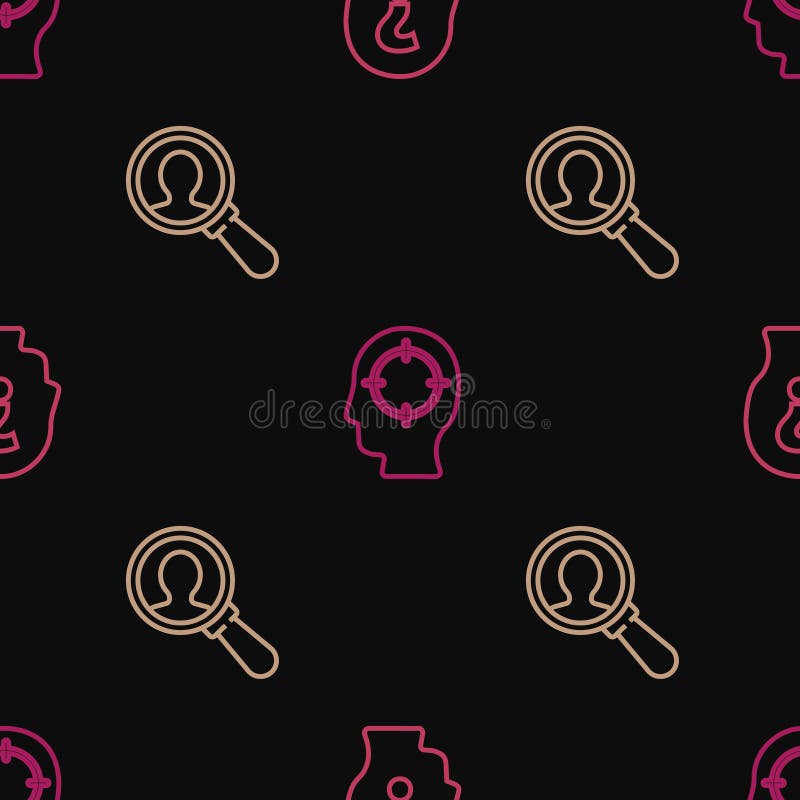Set Line Head with Question Mark, Magnifying Glass for Search and ...