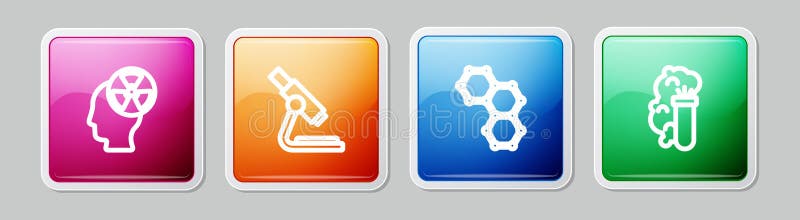 Set Line Head and Radiation Symbol, Microscope, Chemical Formula and ...