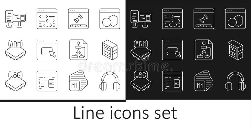 Set Line Headphones, Computer, Loading Data Window, Browser Files ... Set Line Headphones, Computer, Loading Data Window, Browser Files ...