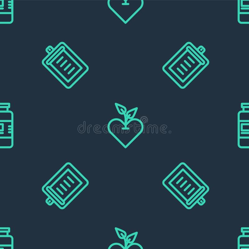 Set Line Heart, Clipboard with Checklist and Collagen Serum on Seamless ...