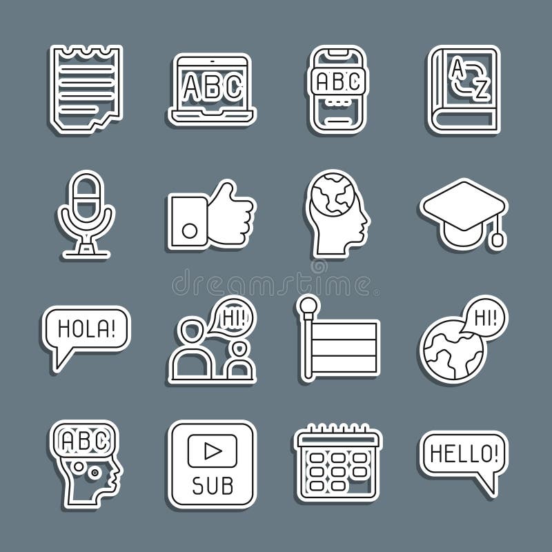 Set Line Hello in Different Languages, Learning Foreign, Graduation Cap ...