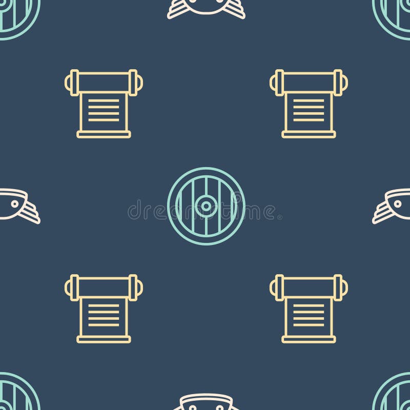 Set Line Helmet with Wings, Decree, Parchment, Scroll and Greek Shield ...