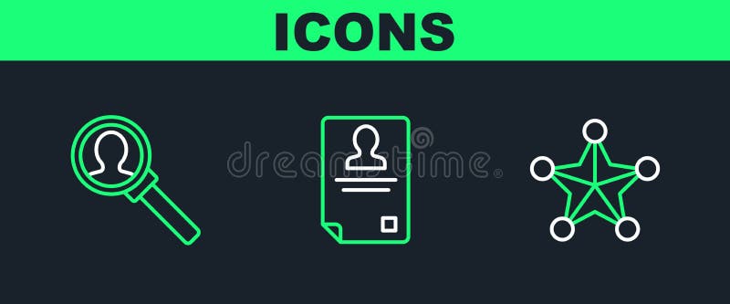 Set Line Hexagram Sheriff, Magnifying Glass for Search and ...