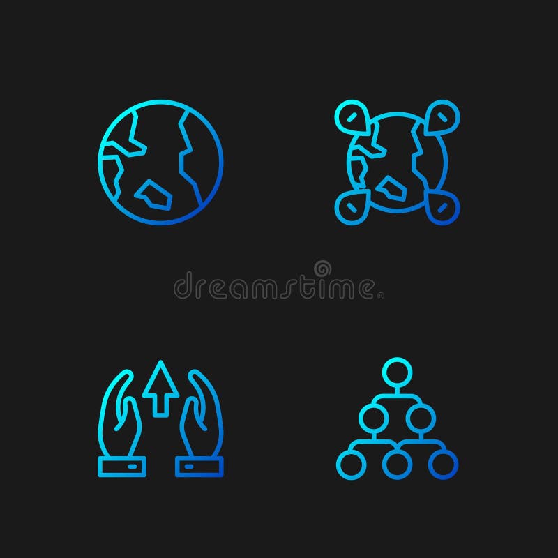 Set Line Hierarchy Organogram Chart, Growth and Progress, Earth Globe ...
