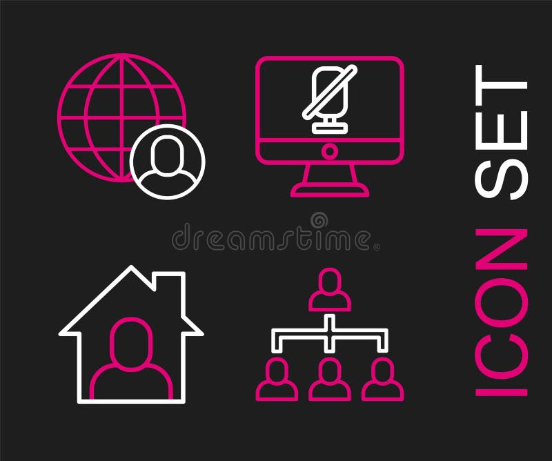Set Line Hierarchy Organogram Chart, Online Working, Mute Microphone on ... Set Line Hierarchy Organogram Chart, Online Working, Mute Microphone on ...