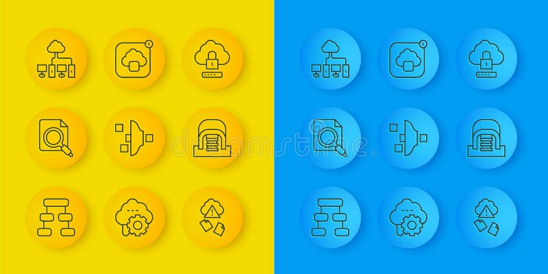 Set Line Hierarchy Organogram Chart, Search Concept with Folder, Filter Setting, Cloud Hacking ...