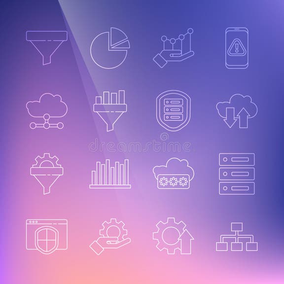 Set Line Hierarchy Organogram Chart, Server, Data, Web Hosting, Cloud ...