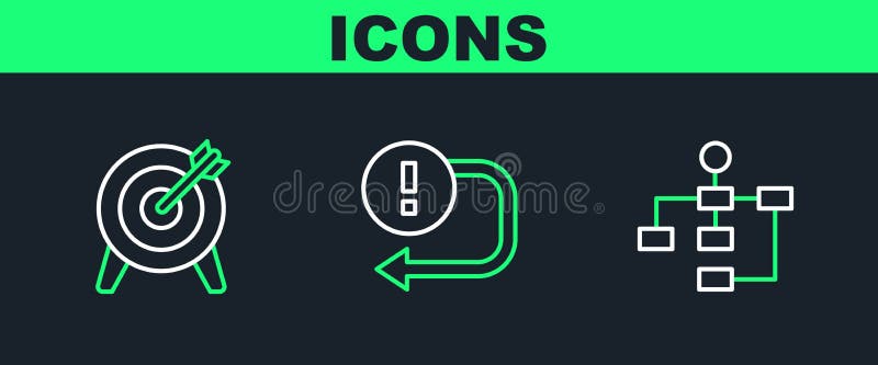 Set Line Hierarchy Organogram Chart, Target and Arrow Icon. Vector ... Set Line Hierarchy Organogram Chart, Target and Arrow Icon. Vector ...
