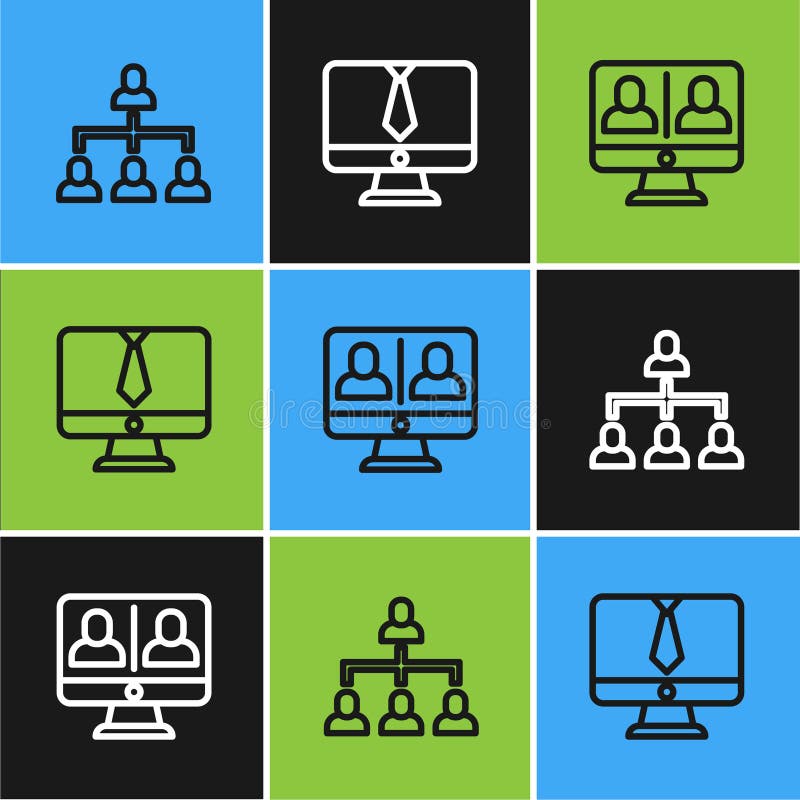 Set Line Hierarchy Organogram Chart, Video Chat Conference and Icon ... Set Line Hierarchy Organogram Chart, Video Chat Conference and Icon ...