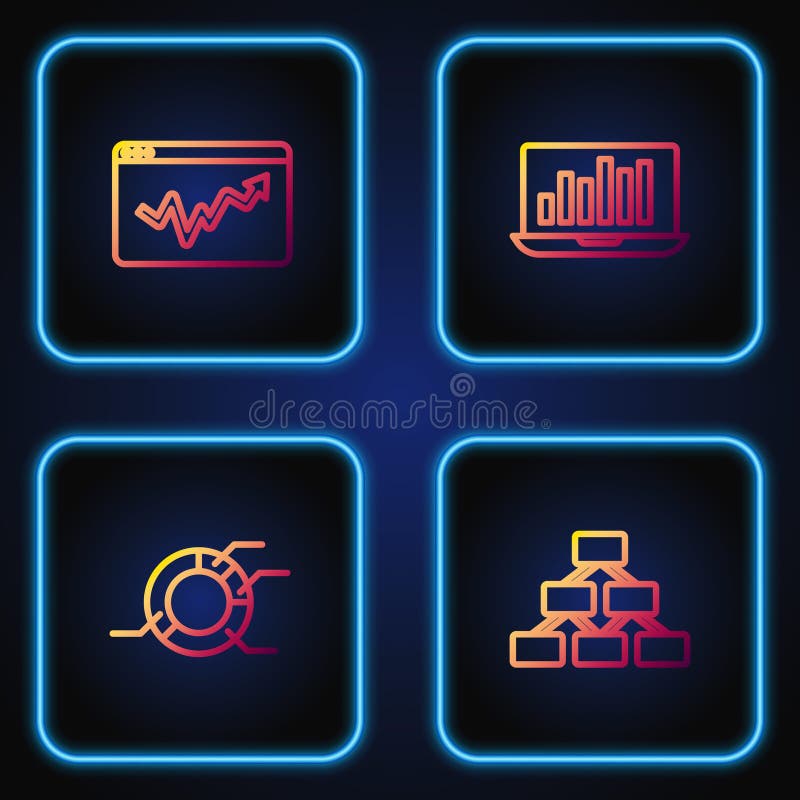 Set Line Hierarchy Organogram, Pie Chart Infographic, Graph and Laptop ... Set Line Hierarchy Organogram, Pie Chart Infographic, Graph and Laptop ...