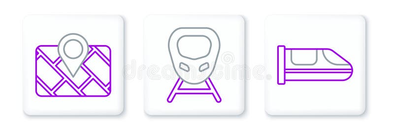 Set Line High-speed Train, Gps Device with Map and Icon. Vector Stock ...