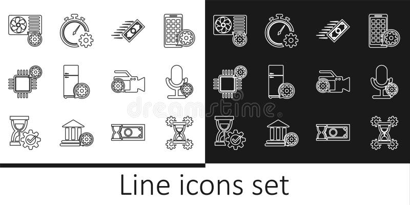 Set Line Hourglass Setting, Microphone, Fast Payments, Refrigerator ... Set Line Hourglass Setting, Microphone, Fast Payments, Refrigerator ...