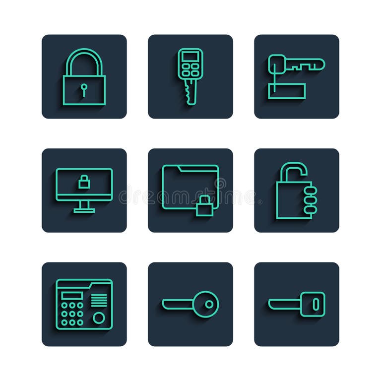 Set Line House Intercom System, Key, Marked Key, Folder and Lock, Lock ...