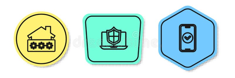 Set Line House with Password, Laptop Protected Shield and Smartphone ... Set Line House with Password, Laptop Protected Shield and Smartphone ...