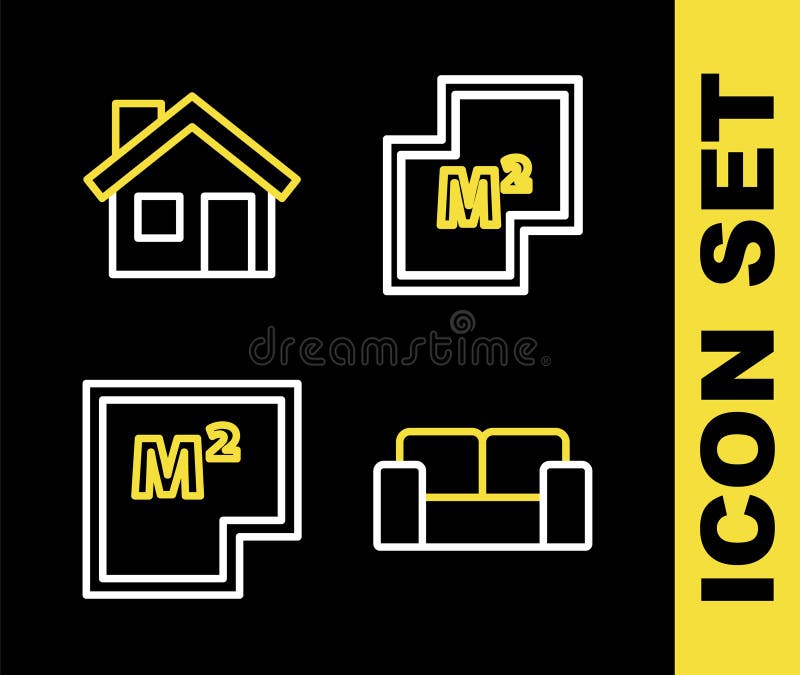 Set Line House Plan, Sofa, and Icon. Vector Stock Illustration ...