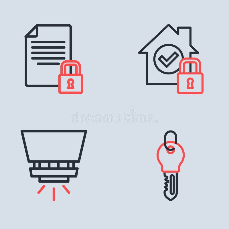 Set Line House Under Protection, Fire Sprinkler System, Key and ...