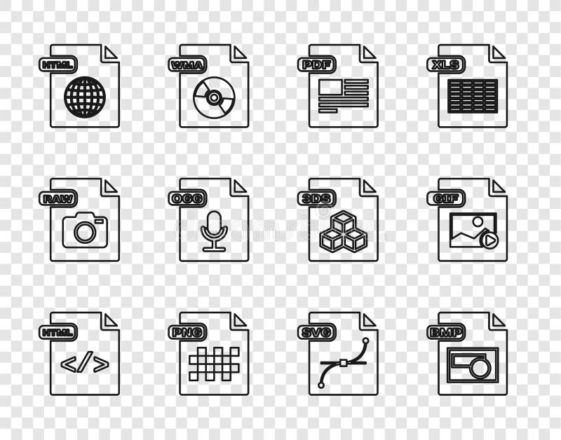Set Line HTML File Document, BMP, PDF, PNG, OGG, SVG and GIF Icon ... Set Line HTML File Document, BMP, PDF, PNG, OGG, SVG and GIF Icon ...