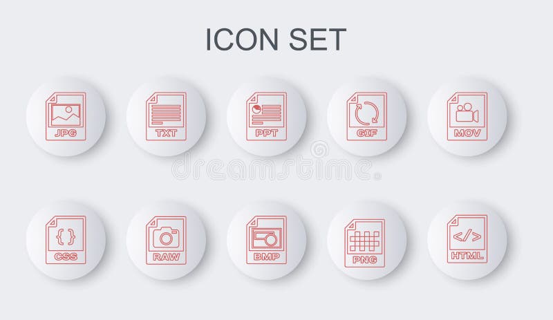 Set Line HTML File Document, CSS, PPT, PNG, JPG, TXT, RAW and BMP Icon ... Set Line HTML File Document, CSS, PPT, PNG, JPG, TXT, RAW and BMP Icon ...