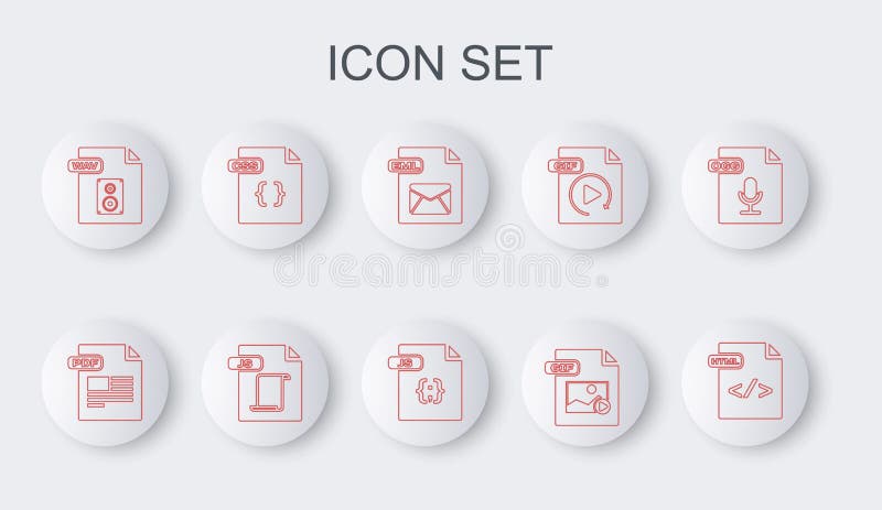 Set Line HTML File Document, PDF, EML, GIF, WAV, CSS, JS and Icon ... Set Line HTML File Document, PDF, EML, GIF, WAV, CSS, JS and Icon ...