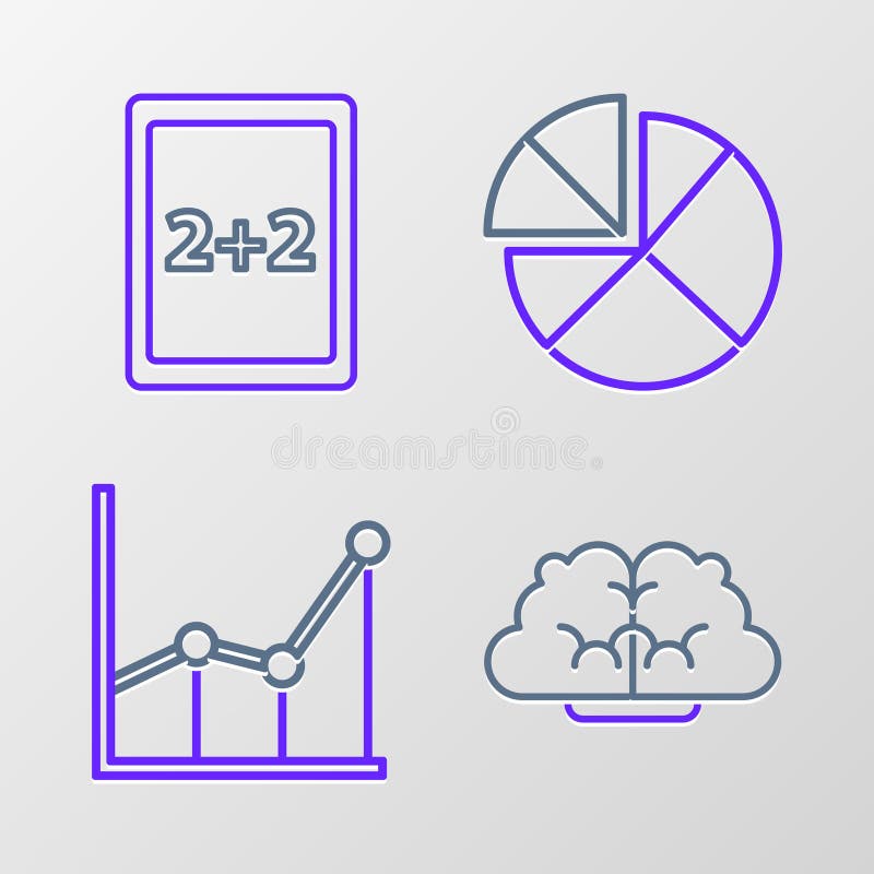 Set Line Human Brain, Graph, Schedule, Chart, Diagram, and Tablet with ...