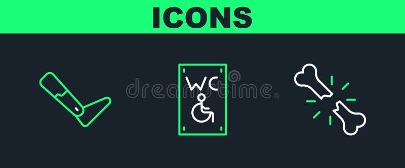 Set Line Human Broken Bone, Prosthesis Leg and Separated Toilet for ...