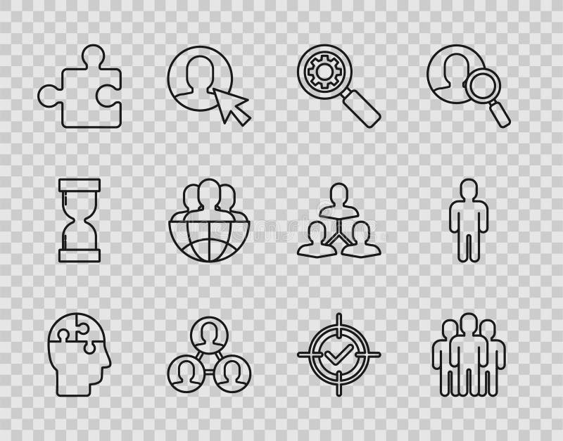 Set Line Human Head Puzzles Strategy, Users Group, Magnifying Glass and ...