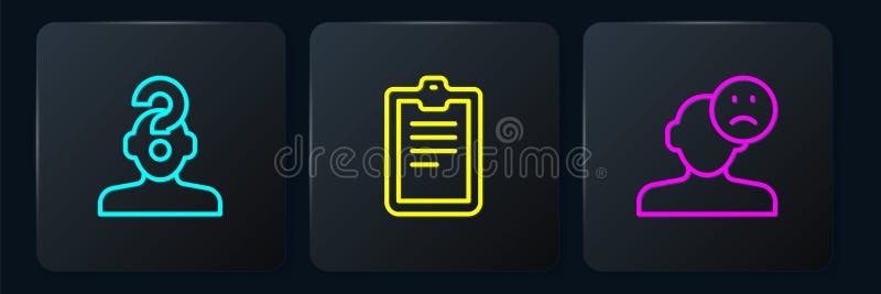 Set Line Human with Question Mark, Sad and Depressed Man, Bad Mood and ...