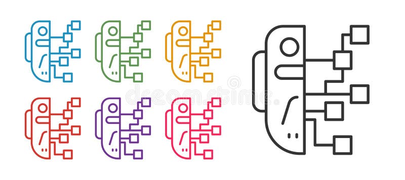 Set Line Humanoid Robot Icon Isolated on White Background. Artificial ... Set Line Humanoid Robot Icon Isolated on White Background. Artificial ...