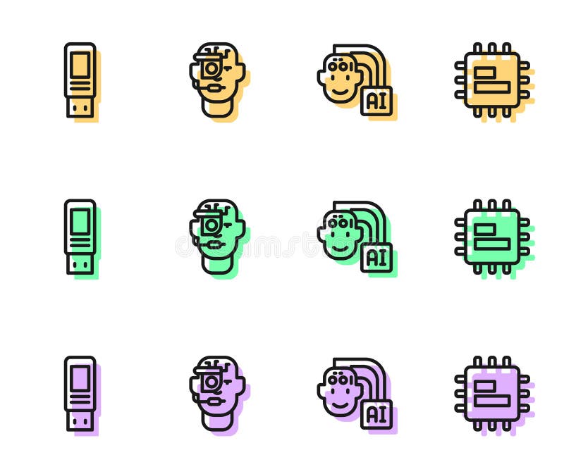 Set Line Humanoid Robot, USB Flash Drive, Smart Glasses on Spectacles ... Set Line Humanoid Robot, USB Flash Drive, Smart Glasses on Spectacles ...