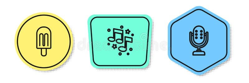 Ice cream with music notes stock vector. Illustration of black - 97440999
