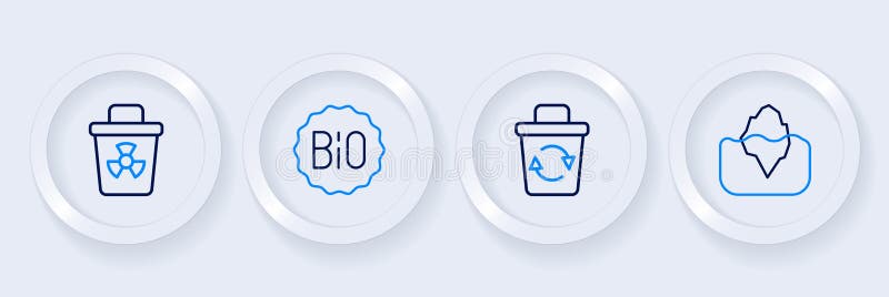 Set Line Iceberg, Recycle Bin, Banner for Bio and Infectious Waste Icon ...