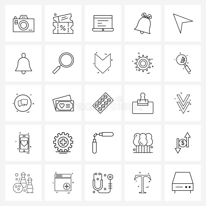 Set of 25 Line Icon Signs and Symbols of Warning Alerts, Pointer ...