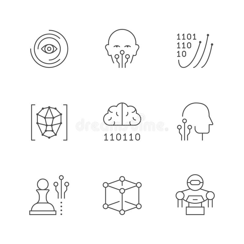 Set Line Icons of Artificial Intelligence Stock Vector - Illustration ...