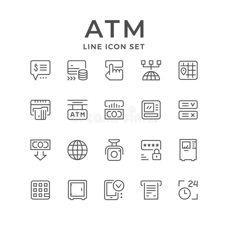Set line icons of ATM stock vector. Illustration of icon - 134110562