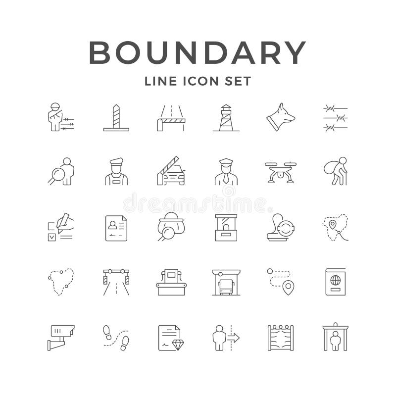 Set line icons of boundary stock vector. Illustration of access - 254475943