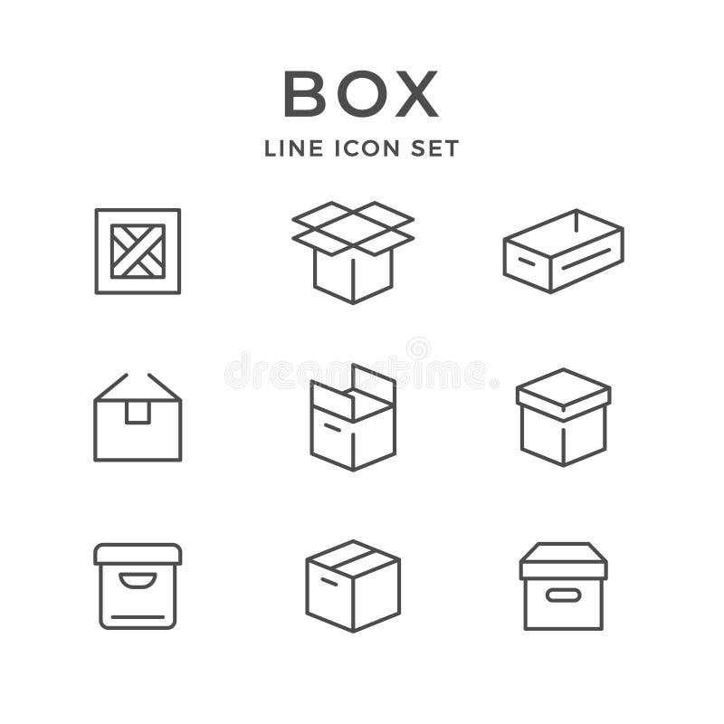 Set line icons of box stock vector. Illustration of outline - 117825928