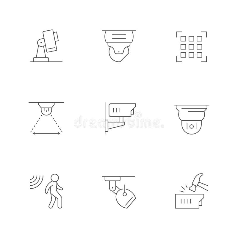 Set line icons of CCTV stock vector. Illustration of coverage - 288074806