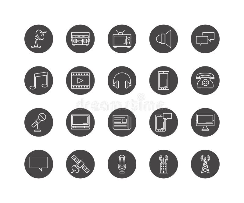 Set of Line Icons of Communications Stock Vector - Illustration of ...