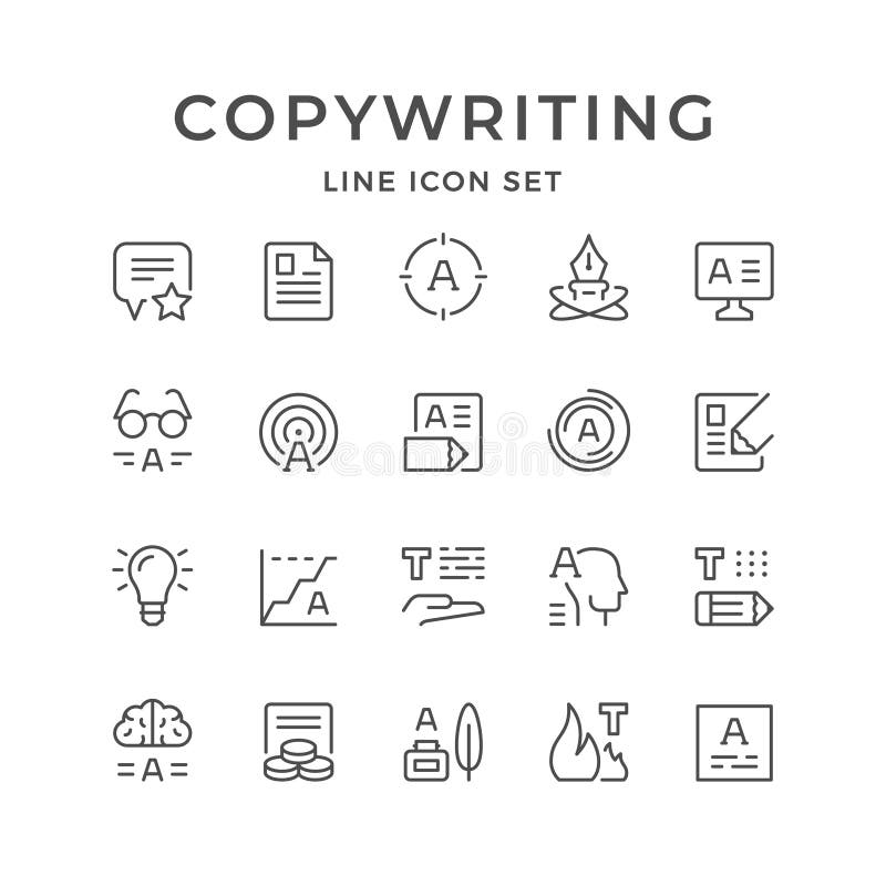 Set Line Icons of Copywriting Stock Vector - Illustration of copywriter ...